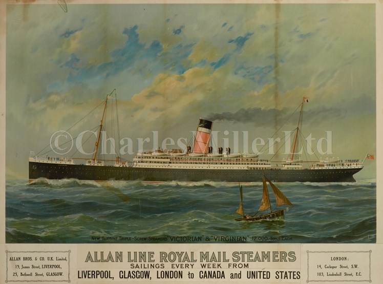 Lot 133 - AN ALLAN LINE POSTER FOR THE S.S. VIRGINIAN,