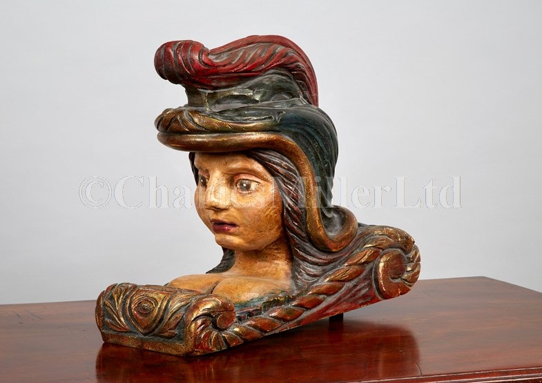 Lot 165 - A 19TH-CENTURY DUTCH RUDDER HEAD carved
