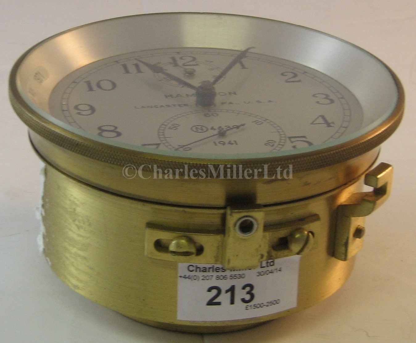 Lot 213 - A TWO-DAY HAMILTON MODEL 21 MARINE...