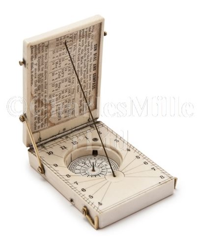 Lot 260 - Ø A MID 19TH-CENTURY IVORY POCKET COMPASS...