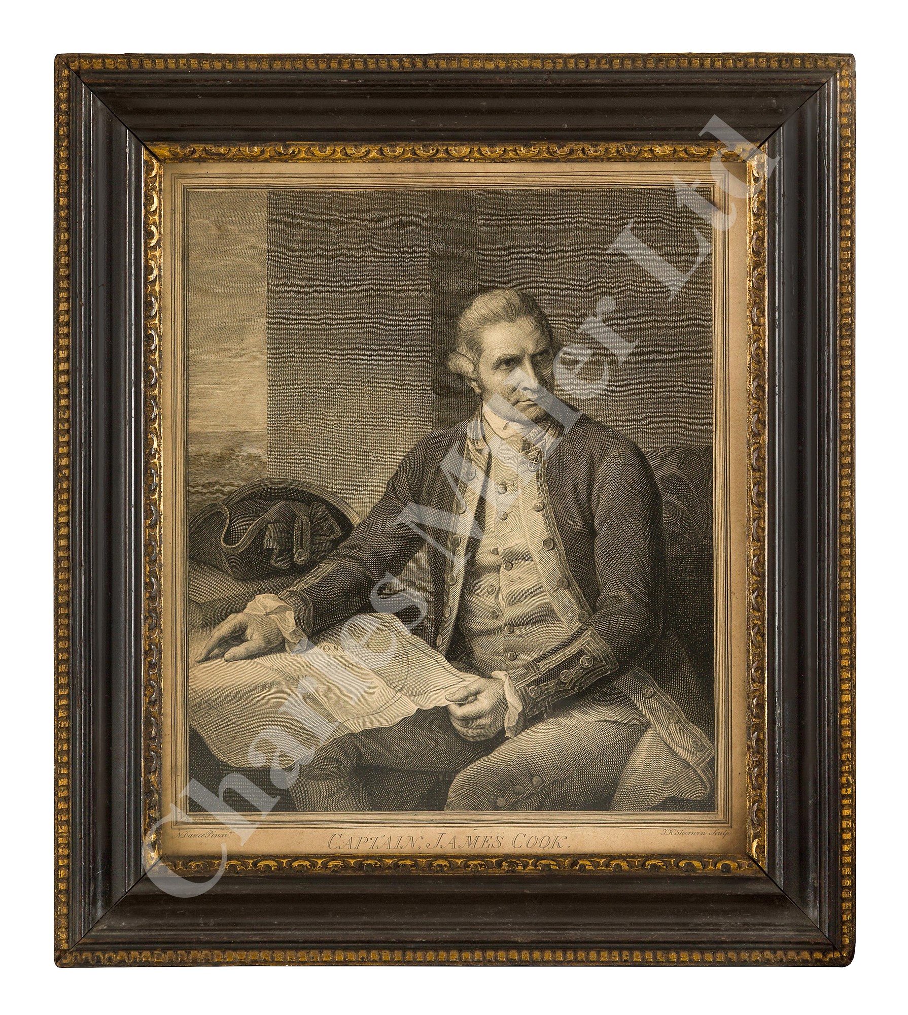 Lot 30 - AN 18TH CENTURY ENGRAVING OF CAPTAIN JAMES