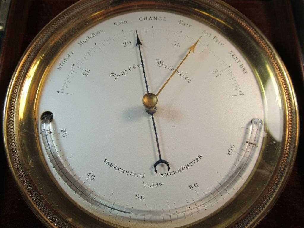 Lot 250 - Ø AN ANEROID DESK BAROMETER BY C.W. DIXEY,