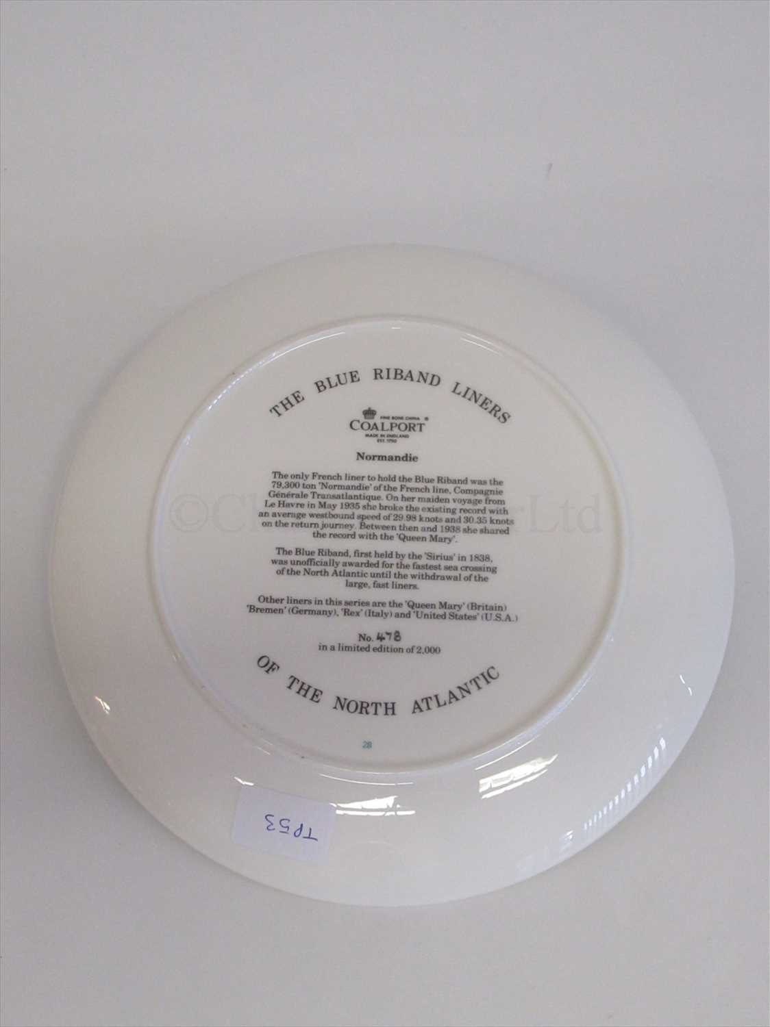 Lot 8 - Blue Riband Liners: A souvenir picture plate