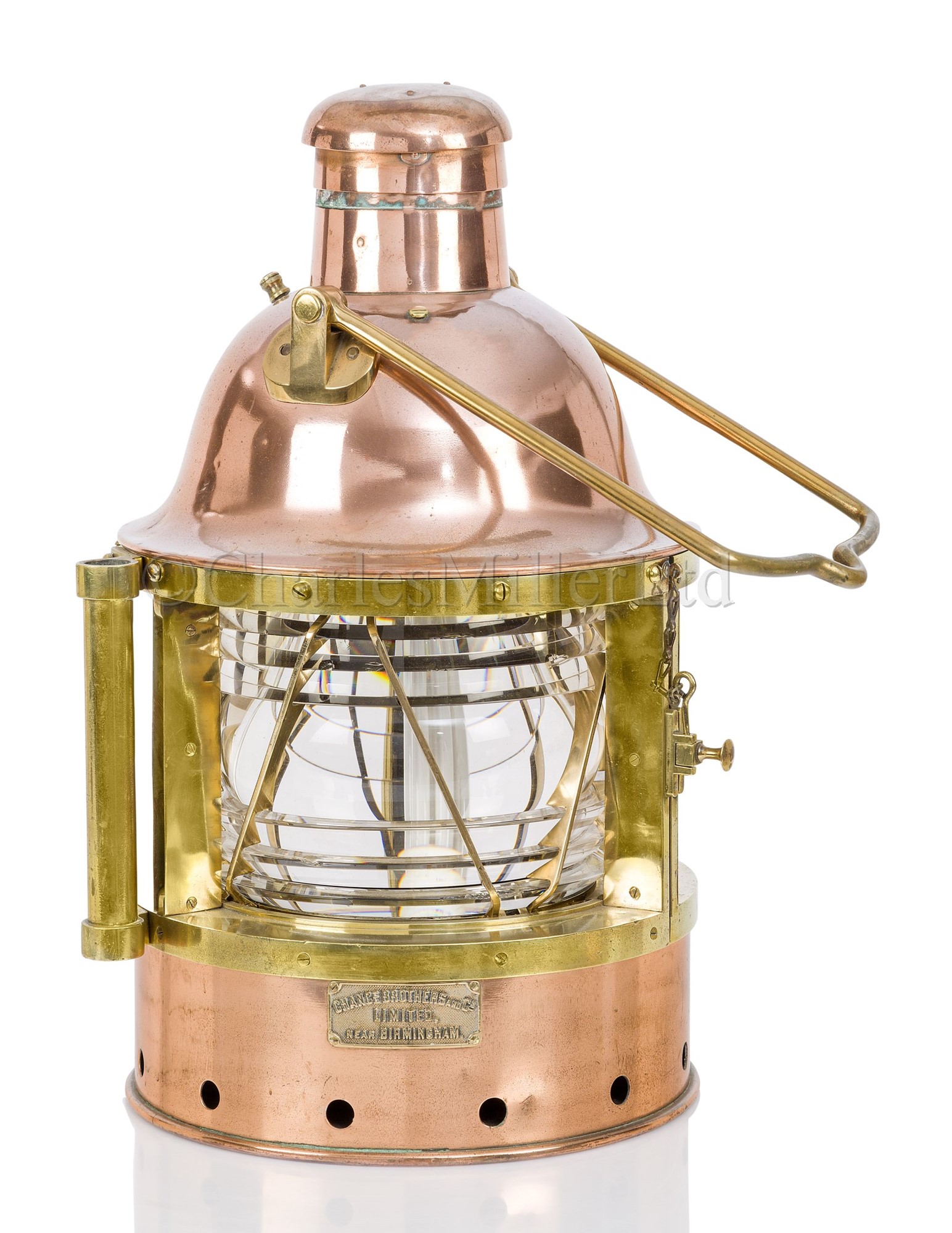 Lot 21 - A RARE NAVIGATION LAMP BY CHANCE BROTHERS