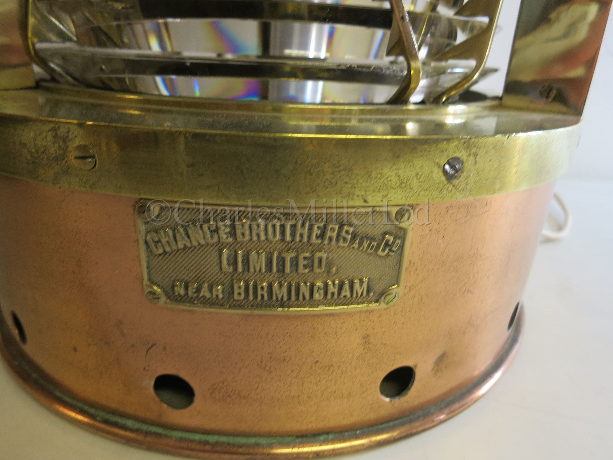 Lot 21 - A RARE NAVIGATION LAMP BY CHANCE BROTHERS