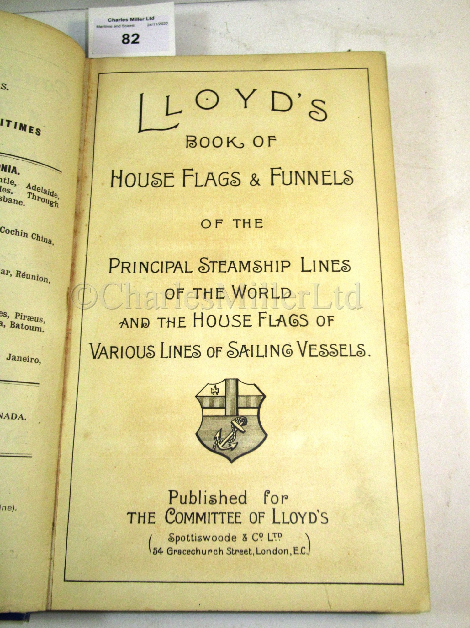 Lot 82 - LLOYD'S BOOK OF HOUSE FLAGS & FUNNELS, 1904