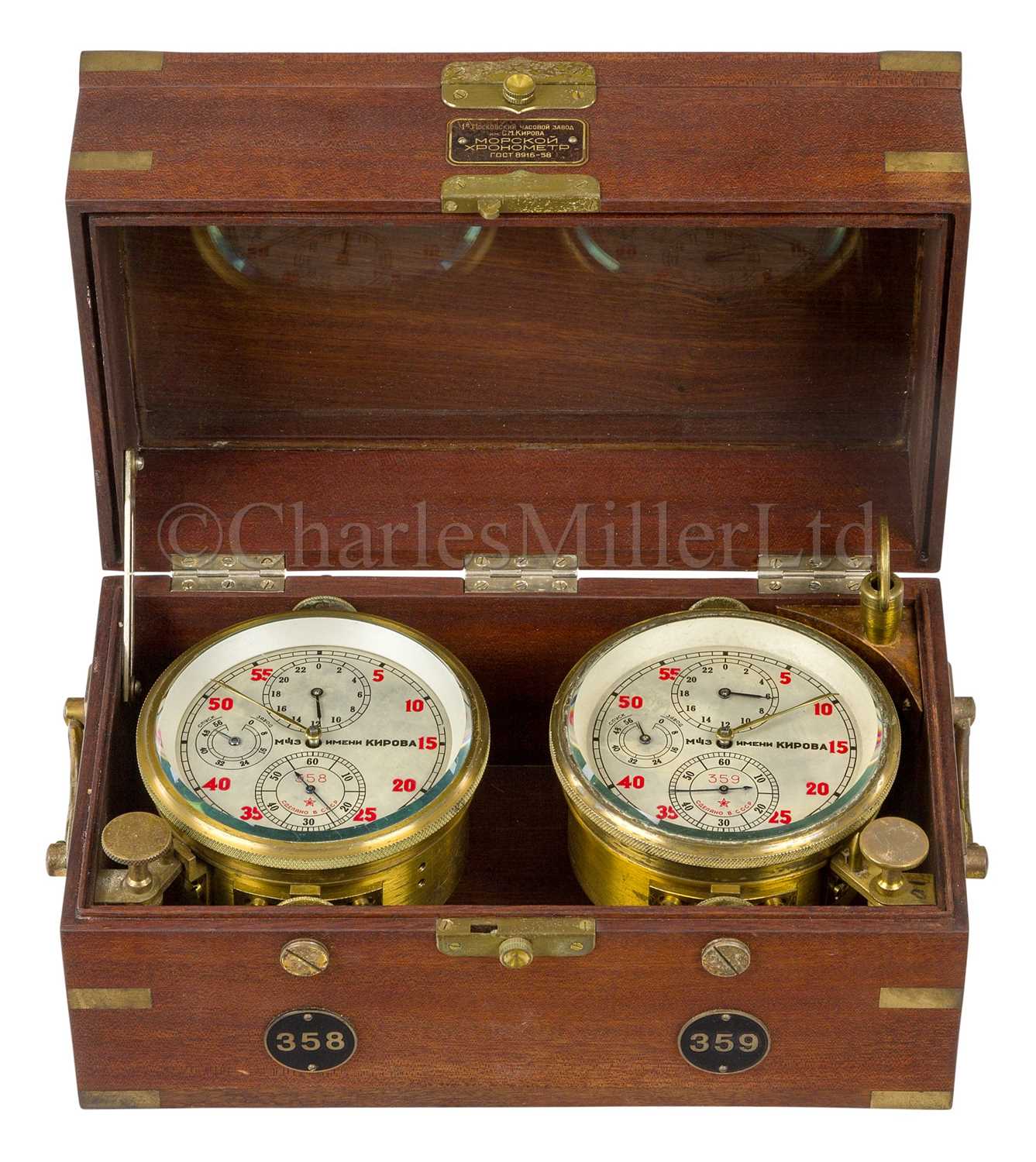 Lot 341 - A TWO-DAY DOUBLE MARINE CHRONOMETER SET BY