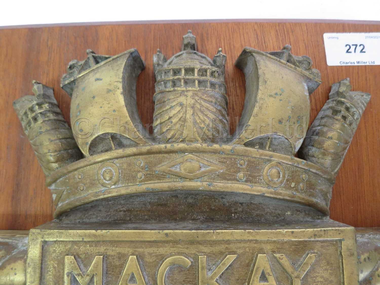 Lot 272 - THE SCREEN BADGE FROM H.M.S. MACKAY, 1919