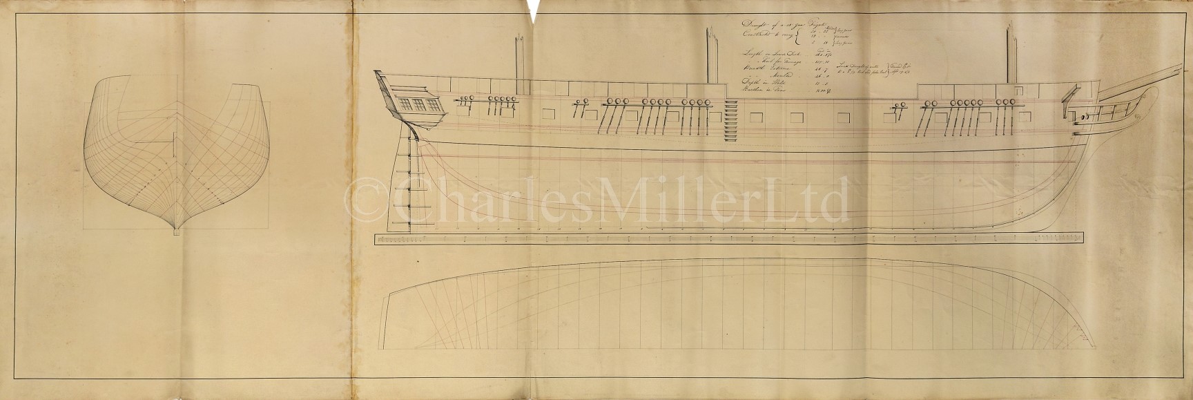 Lot 230 - AN ADMIRALTY SHEER DRAFT PLAN FOR A 48-GUN
