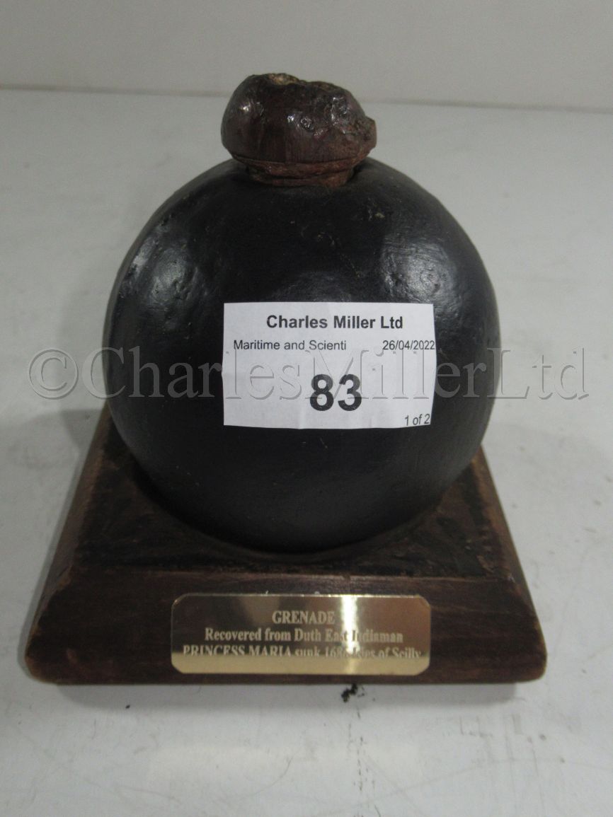 Lot 83 - AN IRON HAND GRENADE RECOVERED FROM THE WRECK