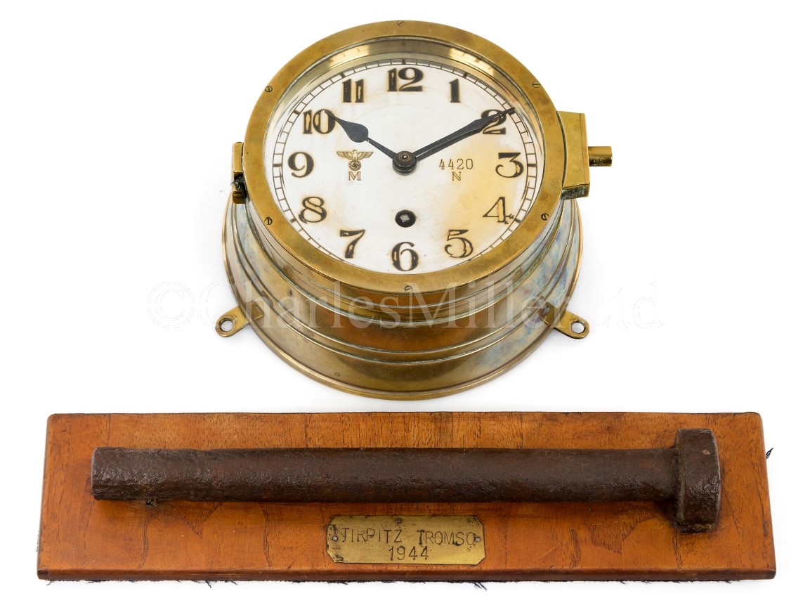 Lot 291 - A BULKHEAD CLOCK SALVAGED FROM THE WRECK OF