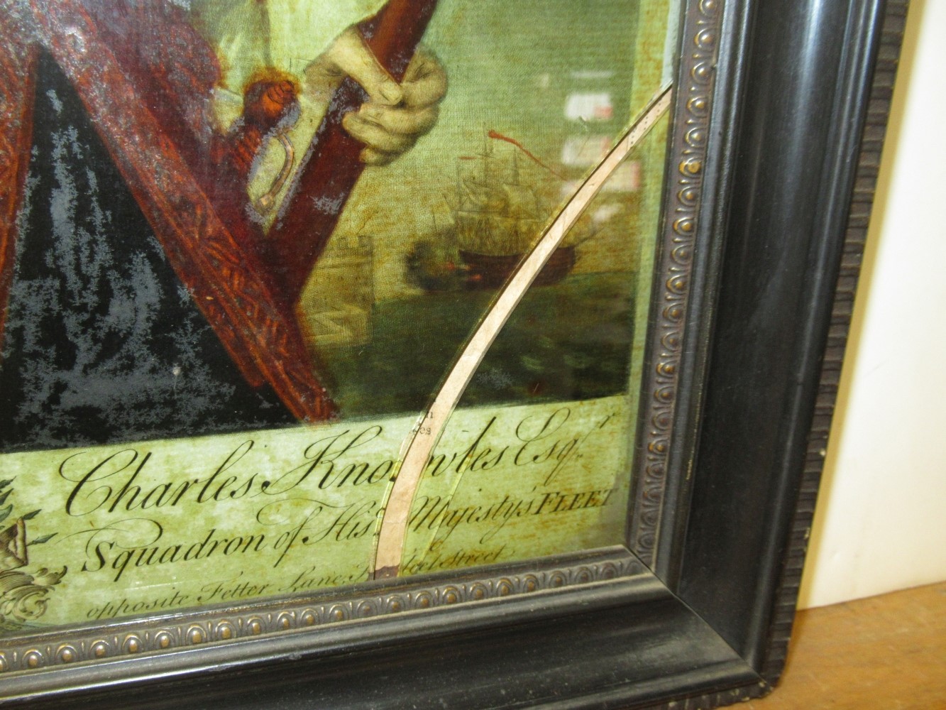 Lot 125 - AN 18TH CENTURY REVERSE GLASS PRINT OF THE