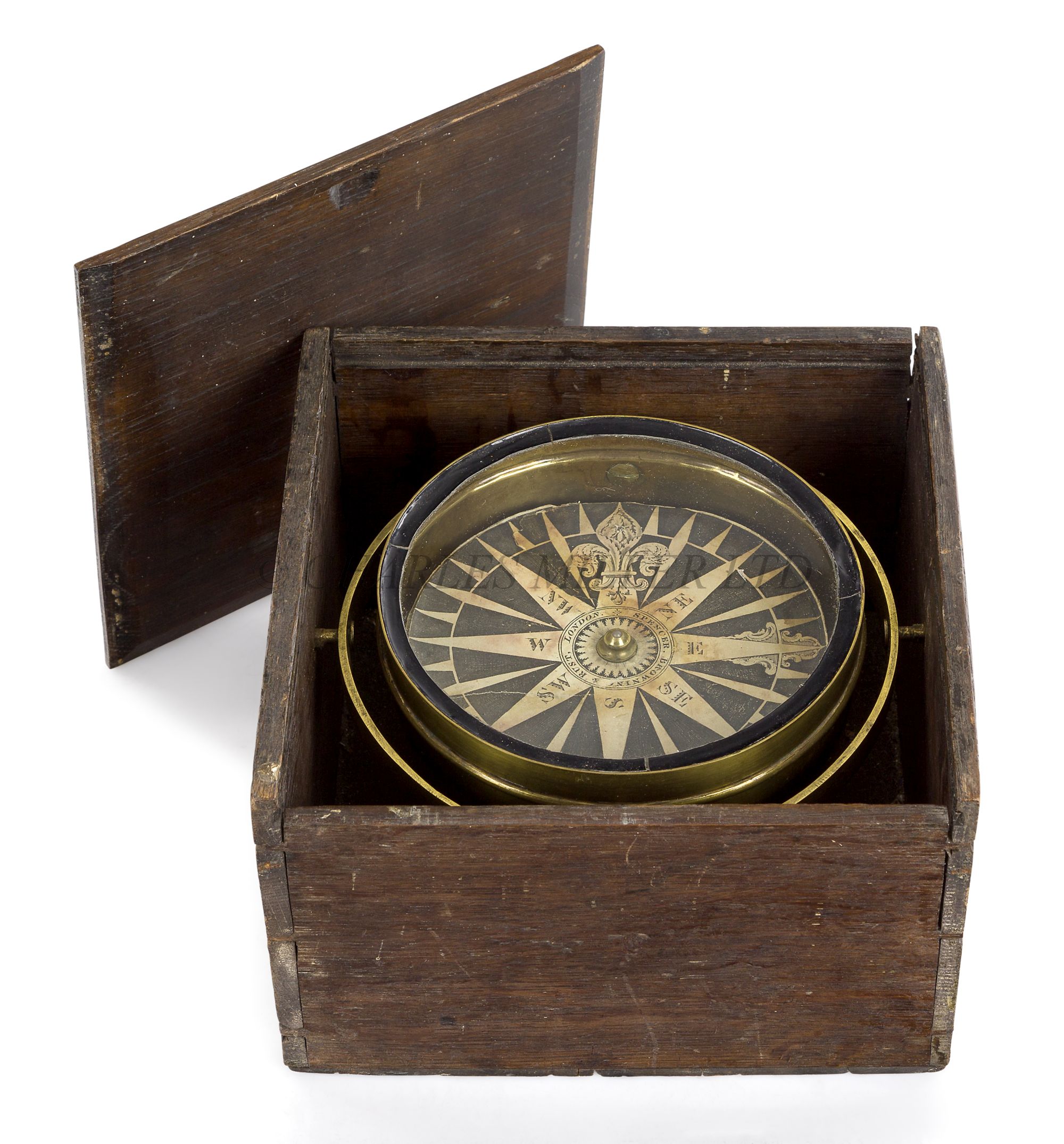 Lot 230 - A DRY CARD COMPASS BY SPENCER, BROWNING AND