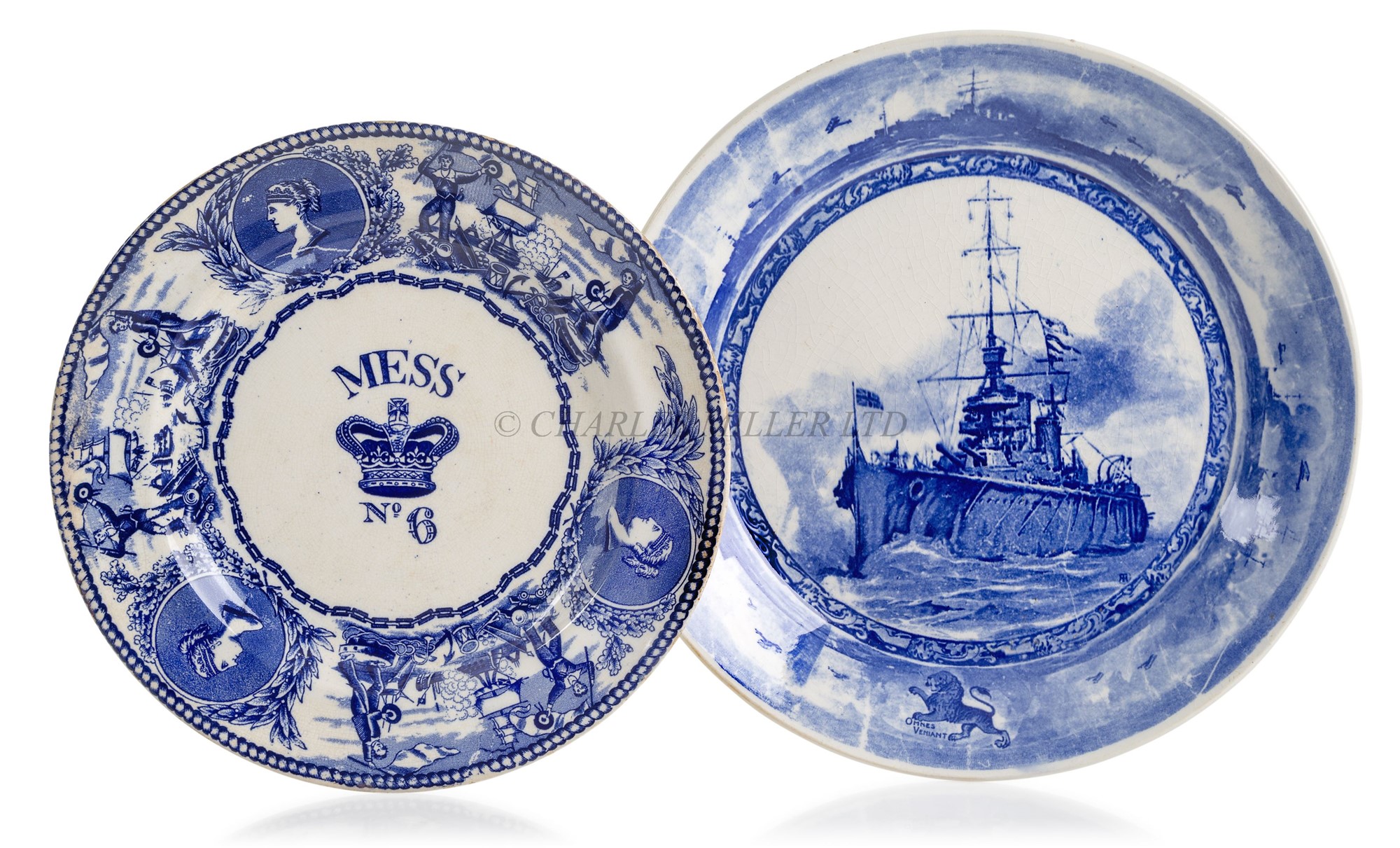 Lot 177 - A VICTORIAN BLUE & WHITE STONEWARE MESS