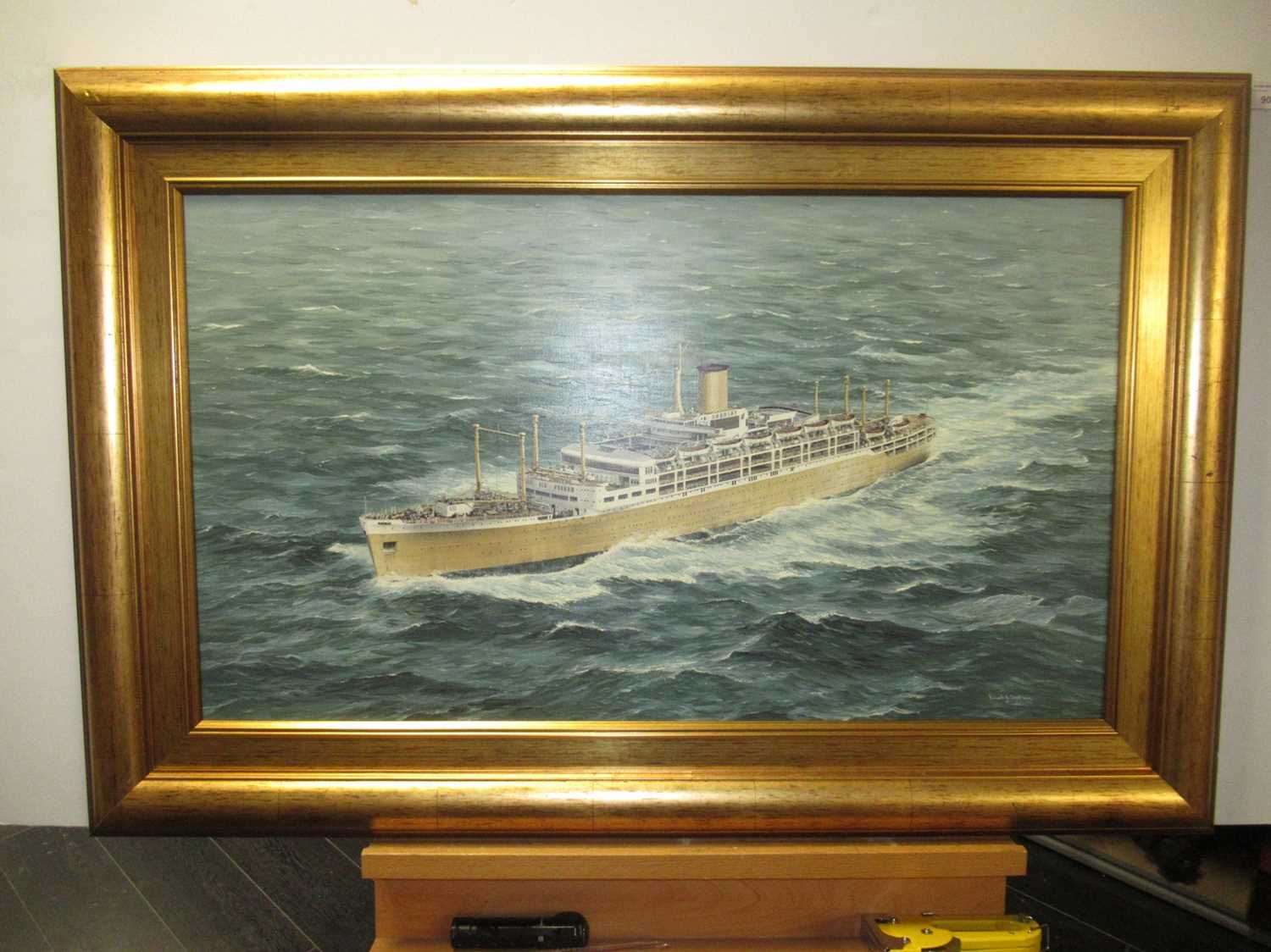 Lot 90 - δ OIL PAINTING BY R G LLOYD OF THE SS ORONSAY