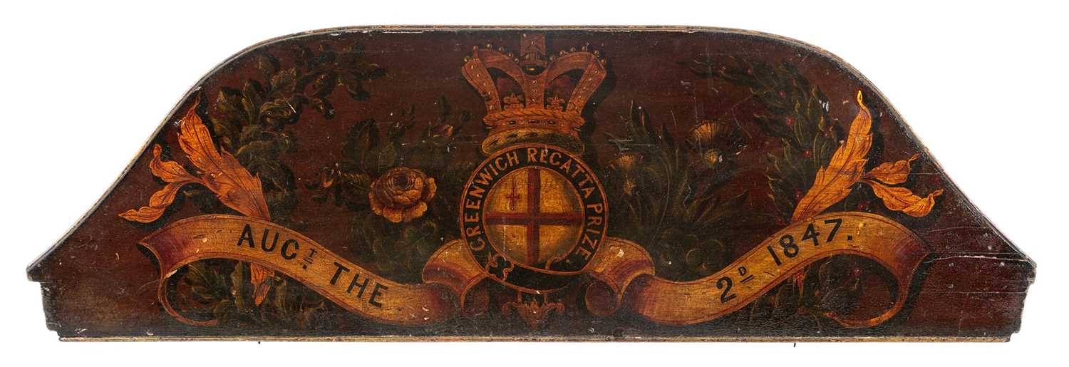 Lot 25 - A POLYCHROME STERN BOARD FOR THE GREENWICH