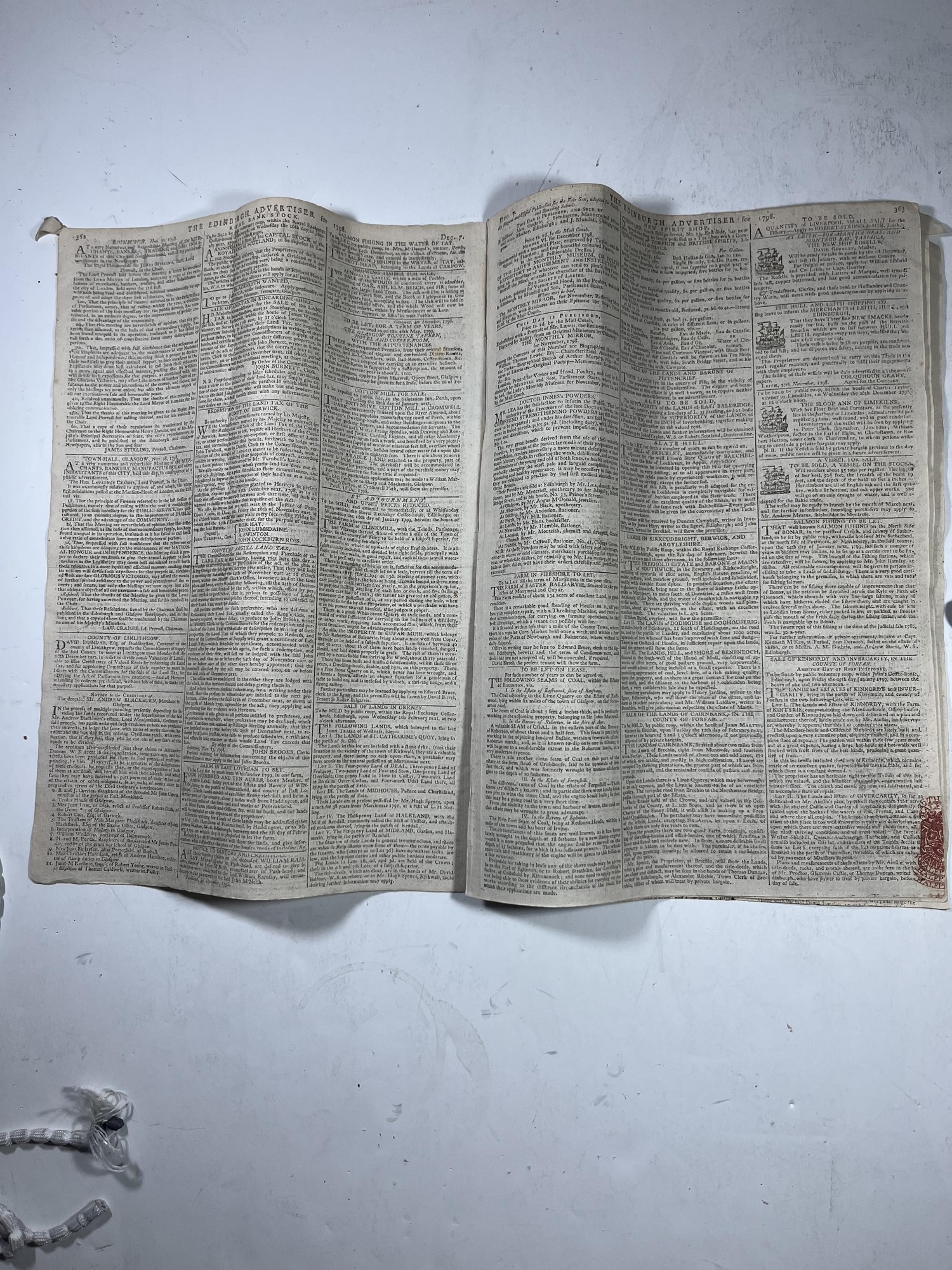 Lot 73 - A COPY OF THE EDINBURGH ADVERTISER: THE