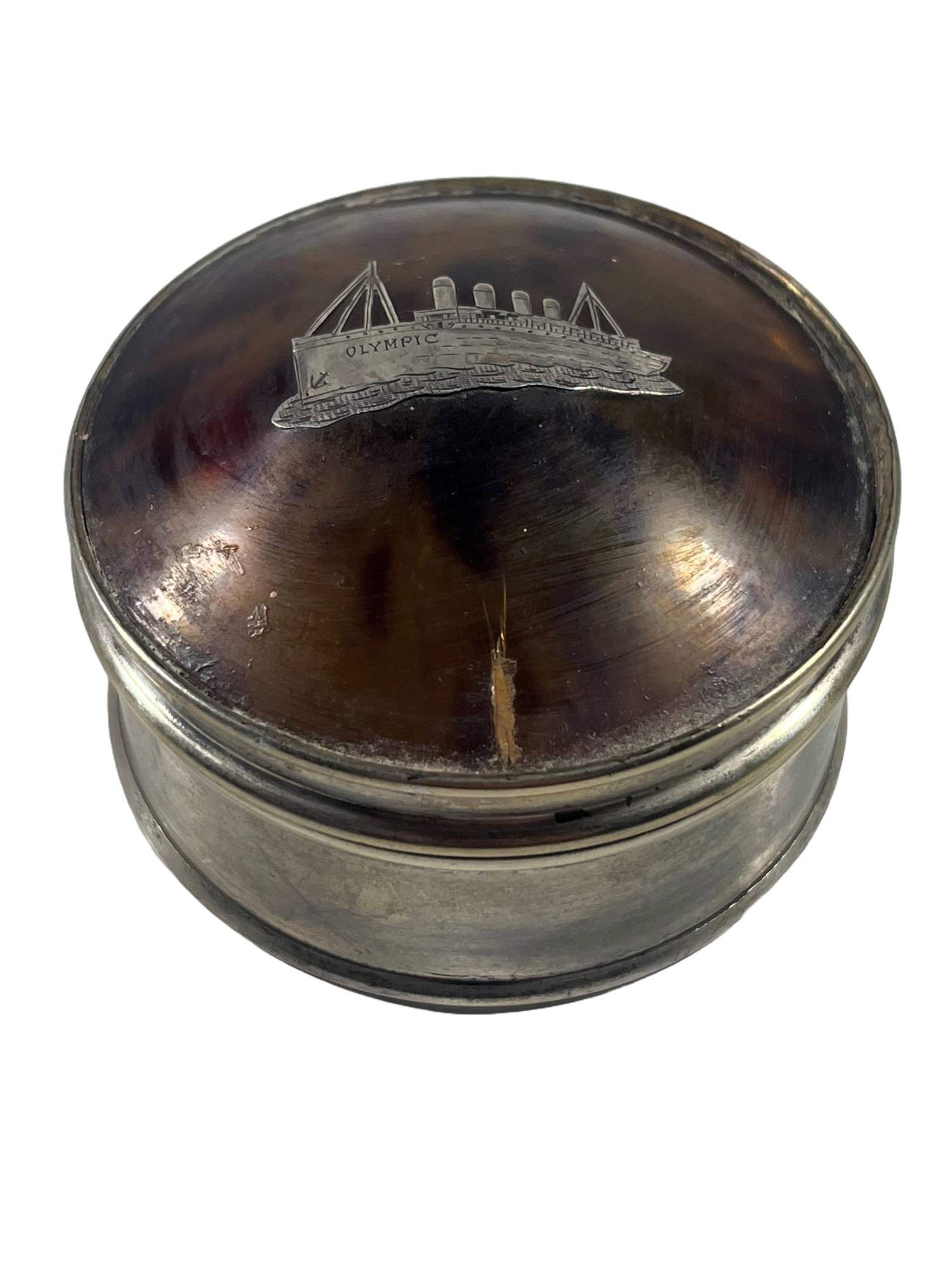 Lot 43 - A SOUVENIR PILL BOX FROM THE R.M.S. 'OLYMPIC',