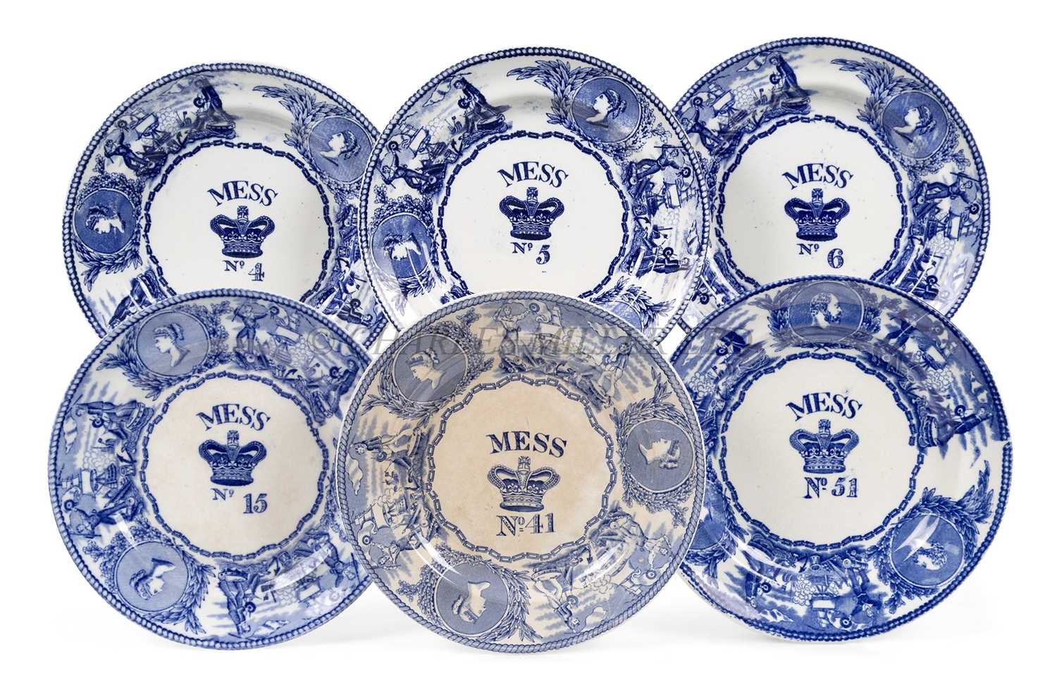 Lot 285 - A SET OF BOVEY TRACEY BLUE AND WHITE MESS