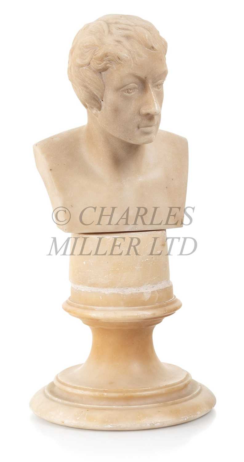 Lot 208 - A SMALL MARBLE BUST OF LORD NELSON, 19TH