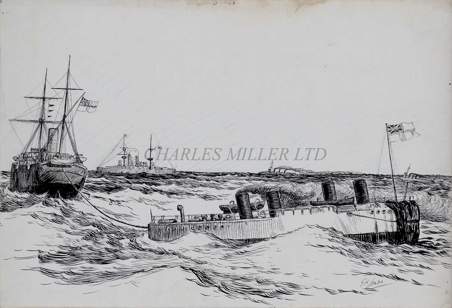 Lot 205 - DRAWINGS OF NAVAL SHIPS FROM THE DAILY