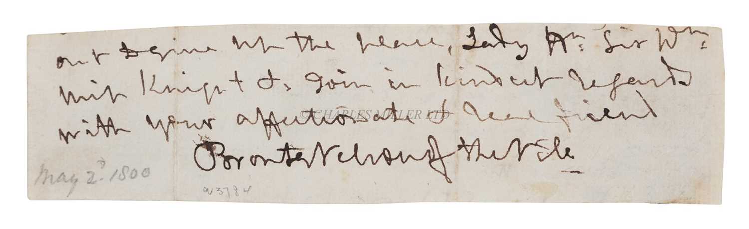 Lot 180 - A RARE NELSON SIGNATURE FROM A LETTER SIGNED