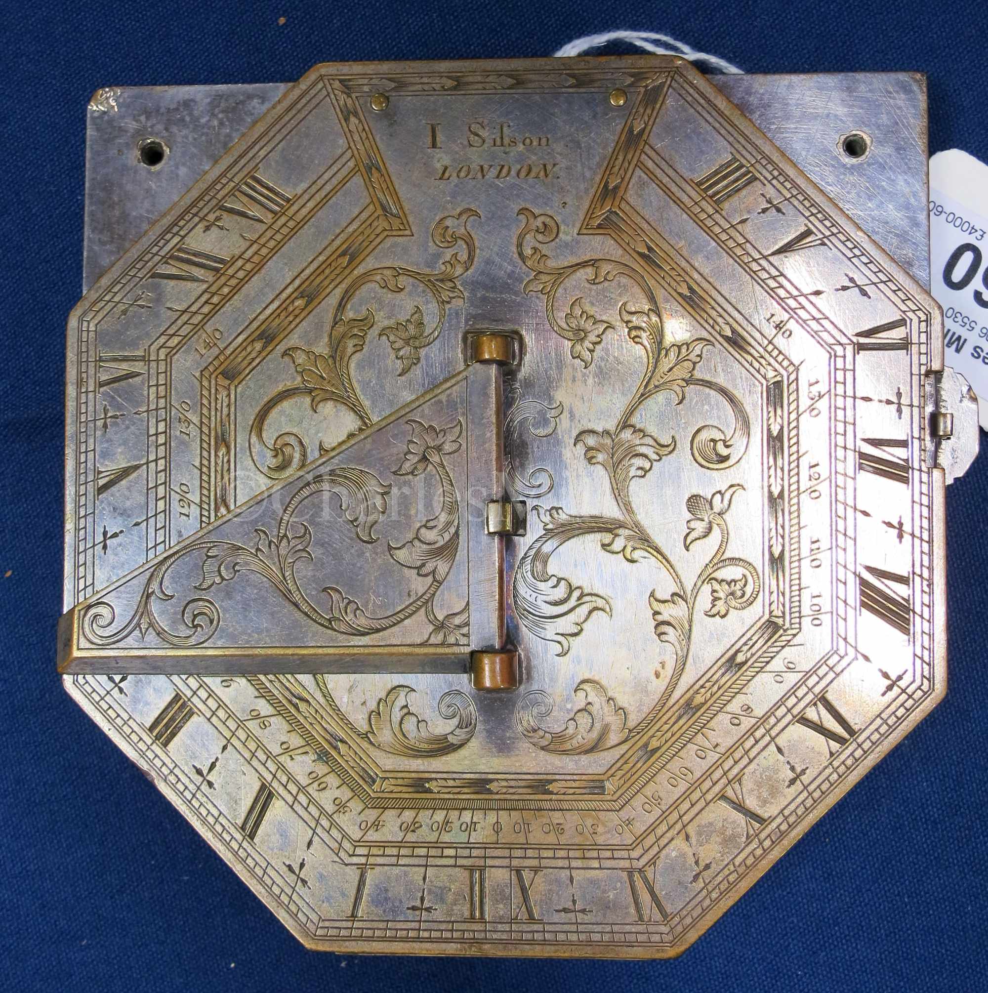 Lot 253 - A RARE SILVER-PLATED BRASS INCLINING DIAL BY.