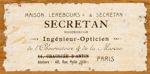 Lot 273 - A FINE 3½IN REFRACTING TELESCOPE BY SECRETAN,