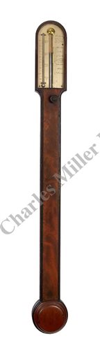 Lot 249 - A DOMESTIC MAHOGANY STICK BAROMETER BY JACOB.