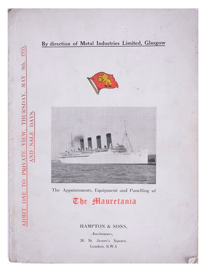 Lot 173 - A RARE COPY OF THE R.M.S. MAURETANIA