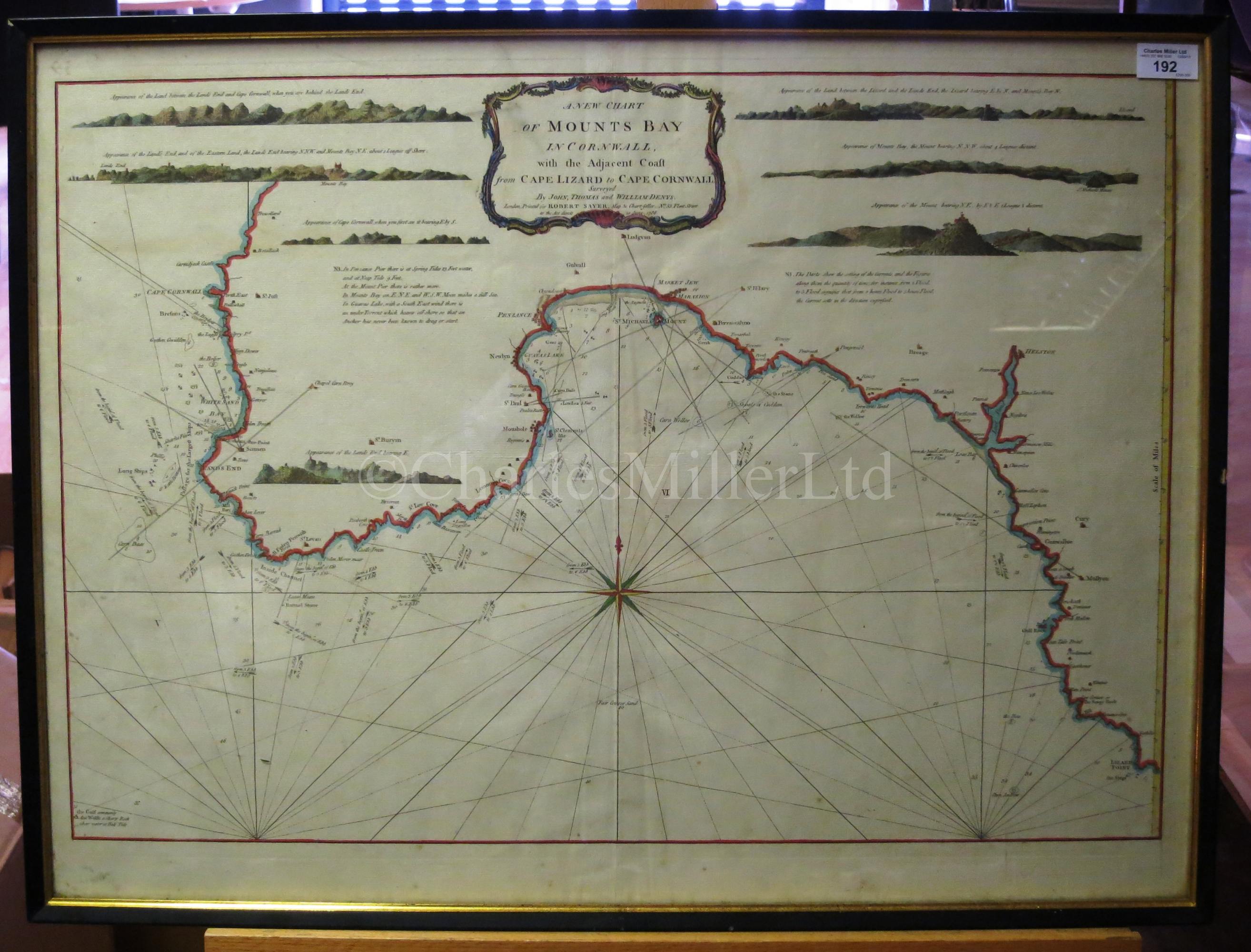 Lot 192 - ROBERT SAYER: 'A NEW CHART OF MOUNTS BAY IN..