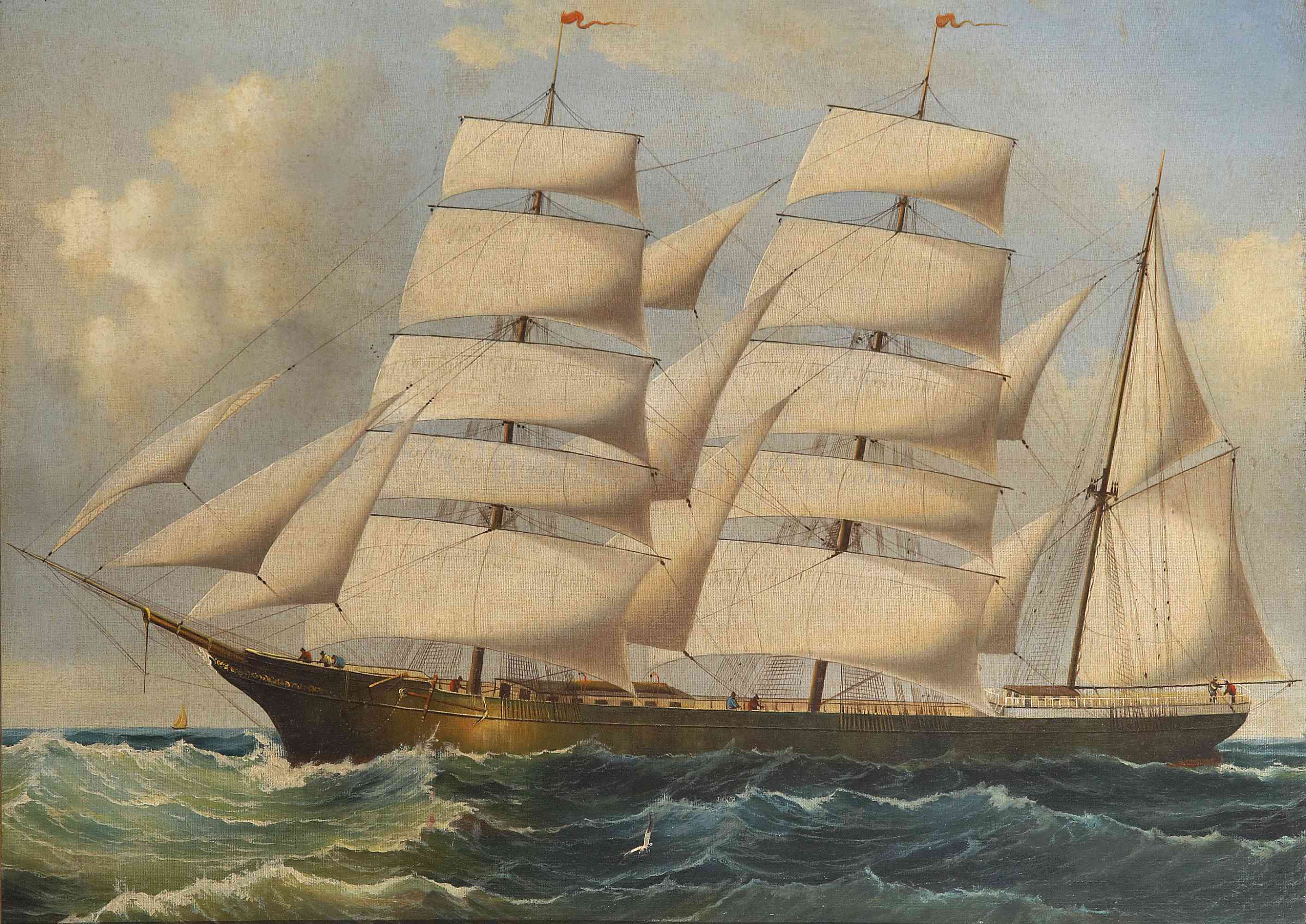 Lot 17 - ANONYMOUS (19TH-CENTURY) A barque under