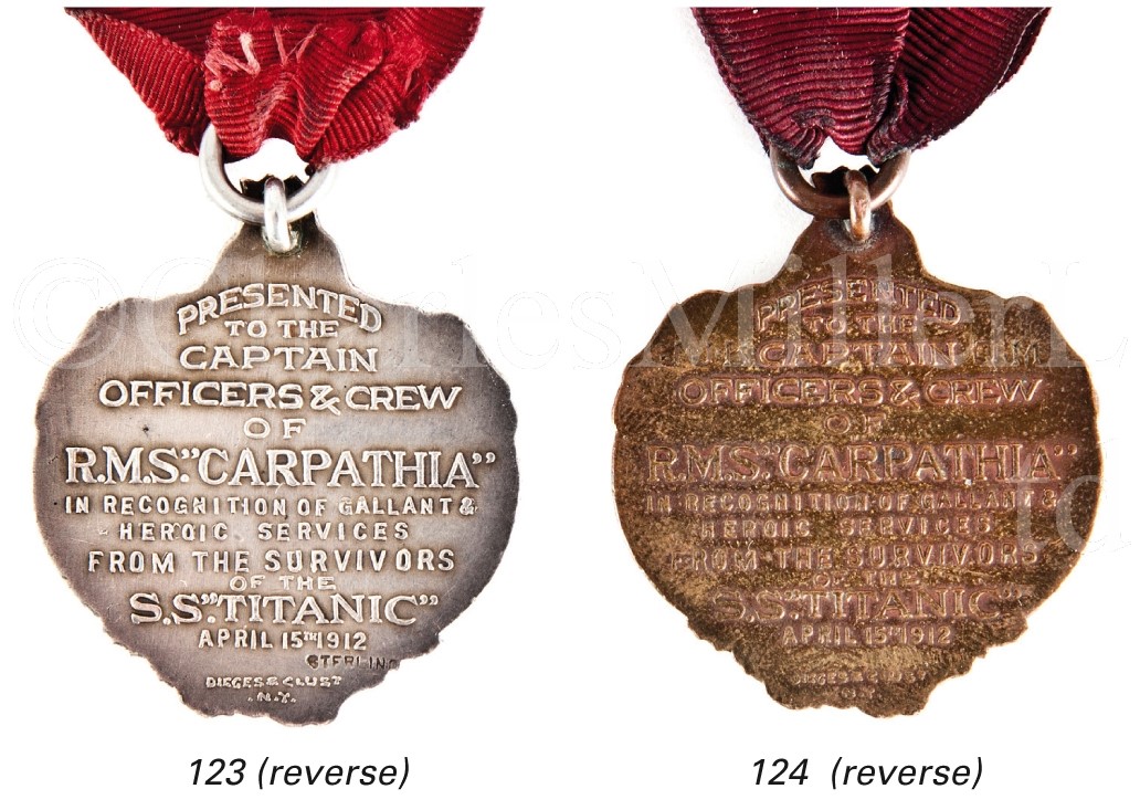 Lot 124 - R.M.S. CARPATHIA MEDAL, AWARDED FOR THE