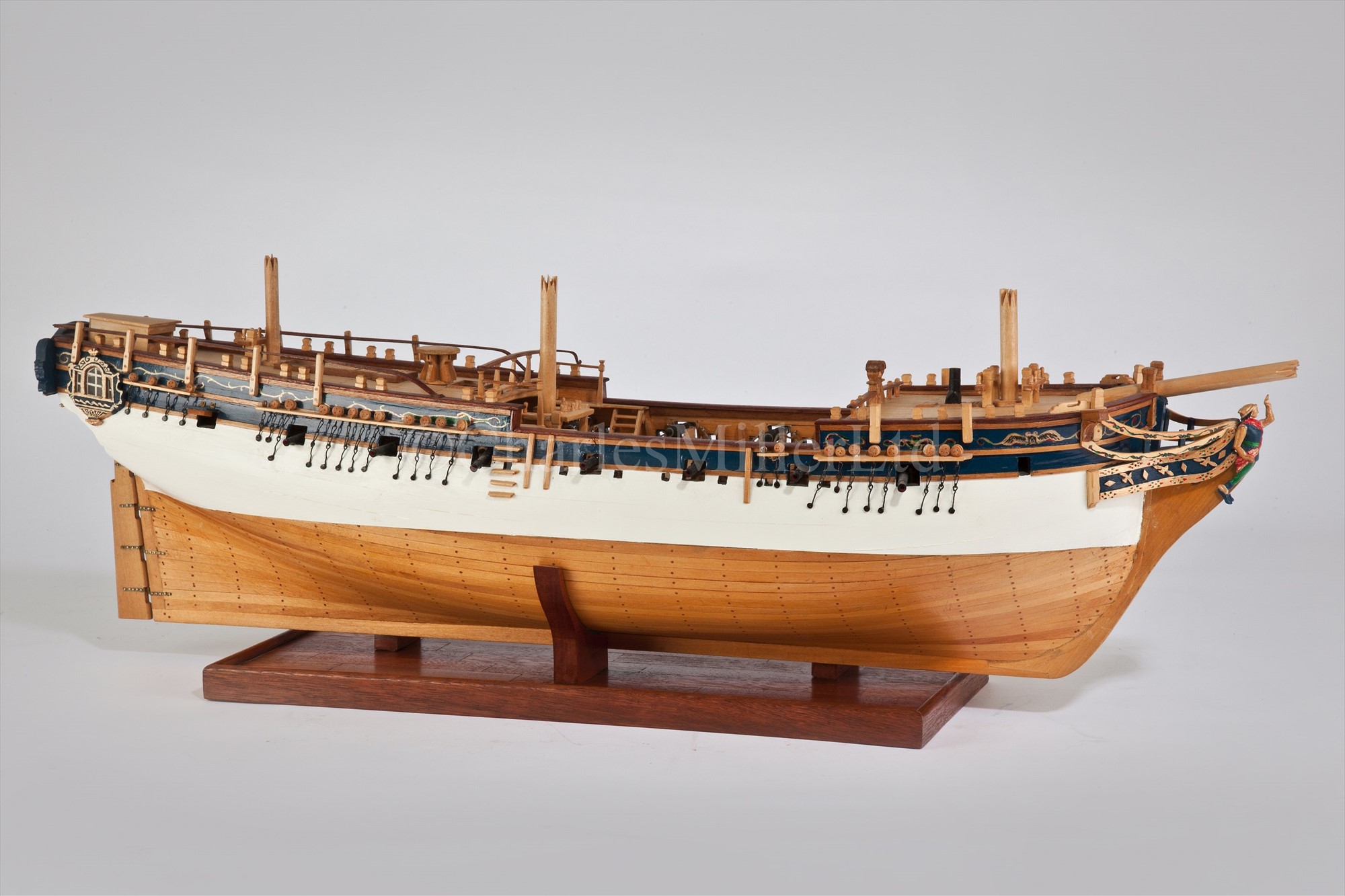 Lot 239 - A PLANKED AND FRAMED MODEL OF THE 14-GUN