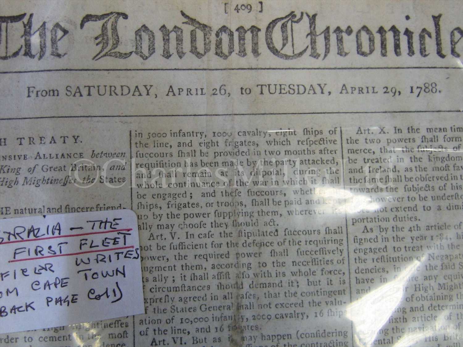 Lot 75 - AUSTRALIA: THE FIRST FLEET extract of a..