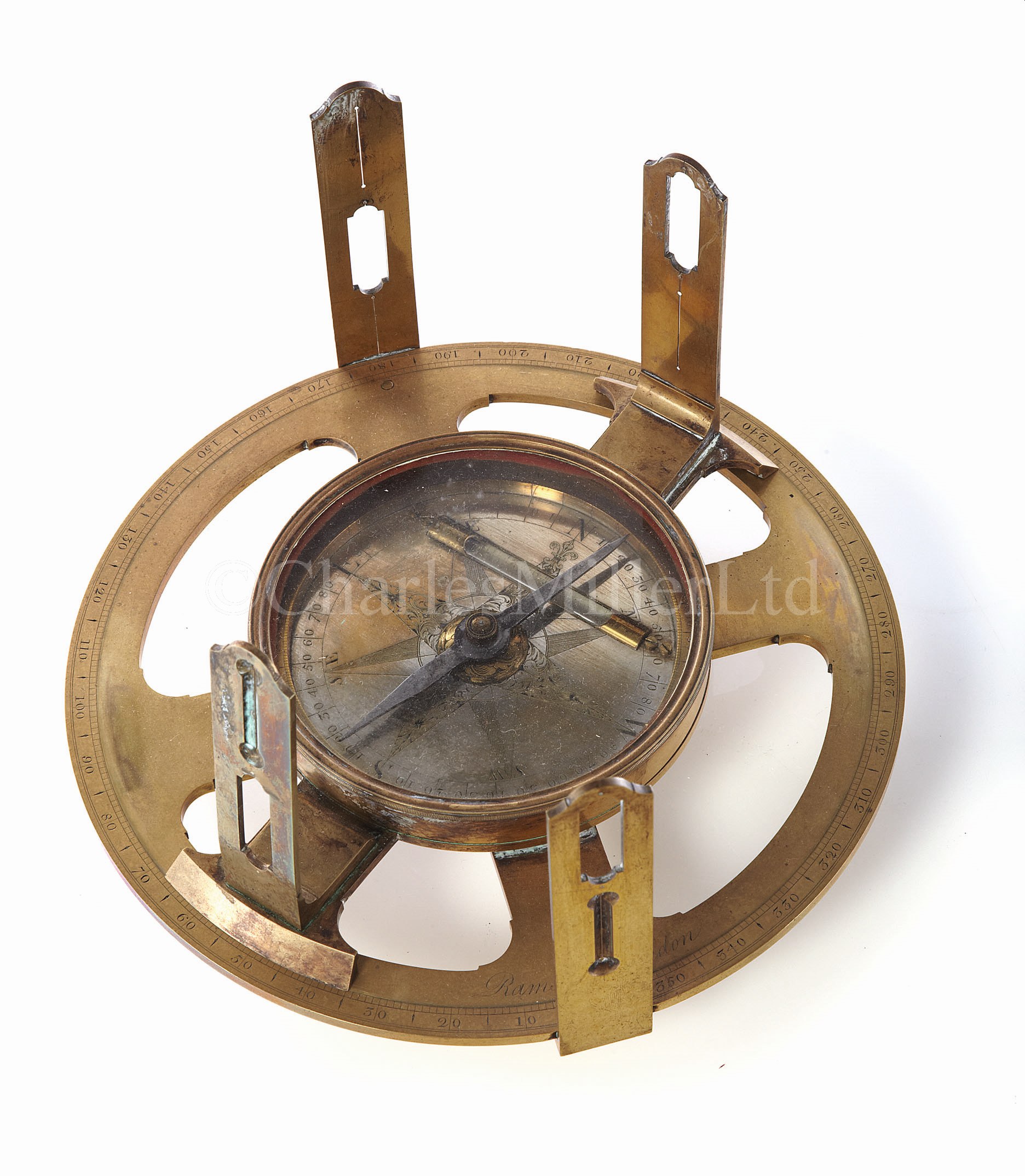 Lot 186 - A LATE 18TH-CENTURY SURVEYING MINER'S DIAL